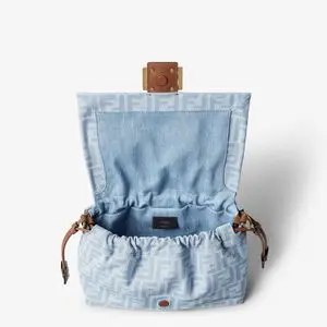 Fendi Baguette® Soft Medium Light Blue Ff Denim Bag